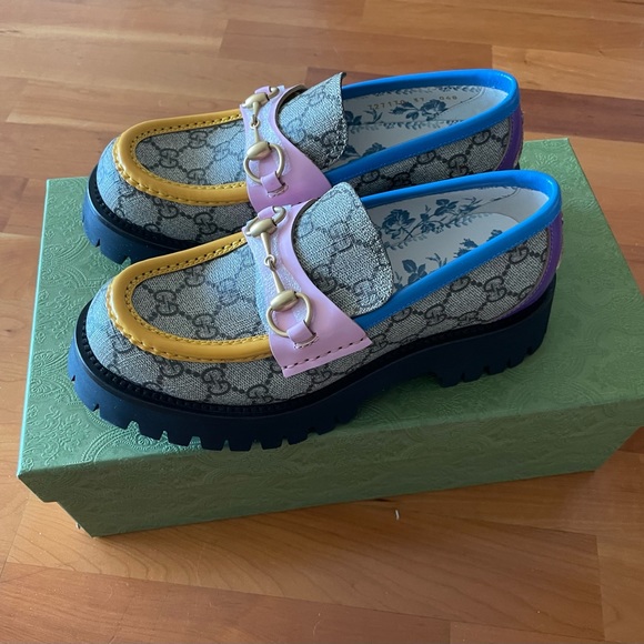 Gucci | Shoes | Gucci Gg Monogramembellished Canvas And Leather Loafers ...